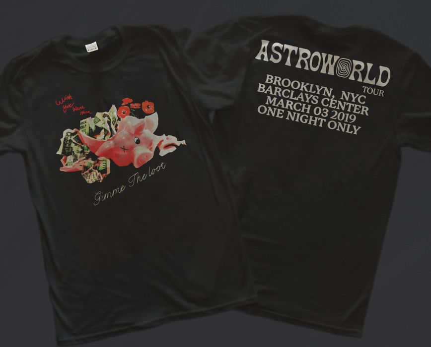 Vintage Travis Scott AstroWorld tour merch ‘Gimme The Loot’ T-Shirt ...