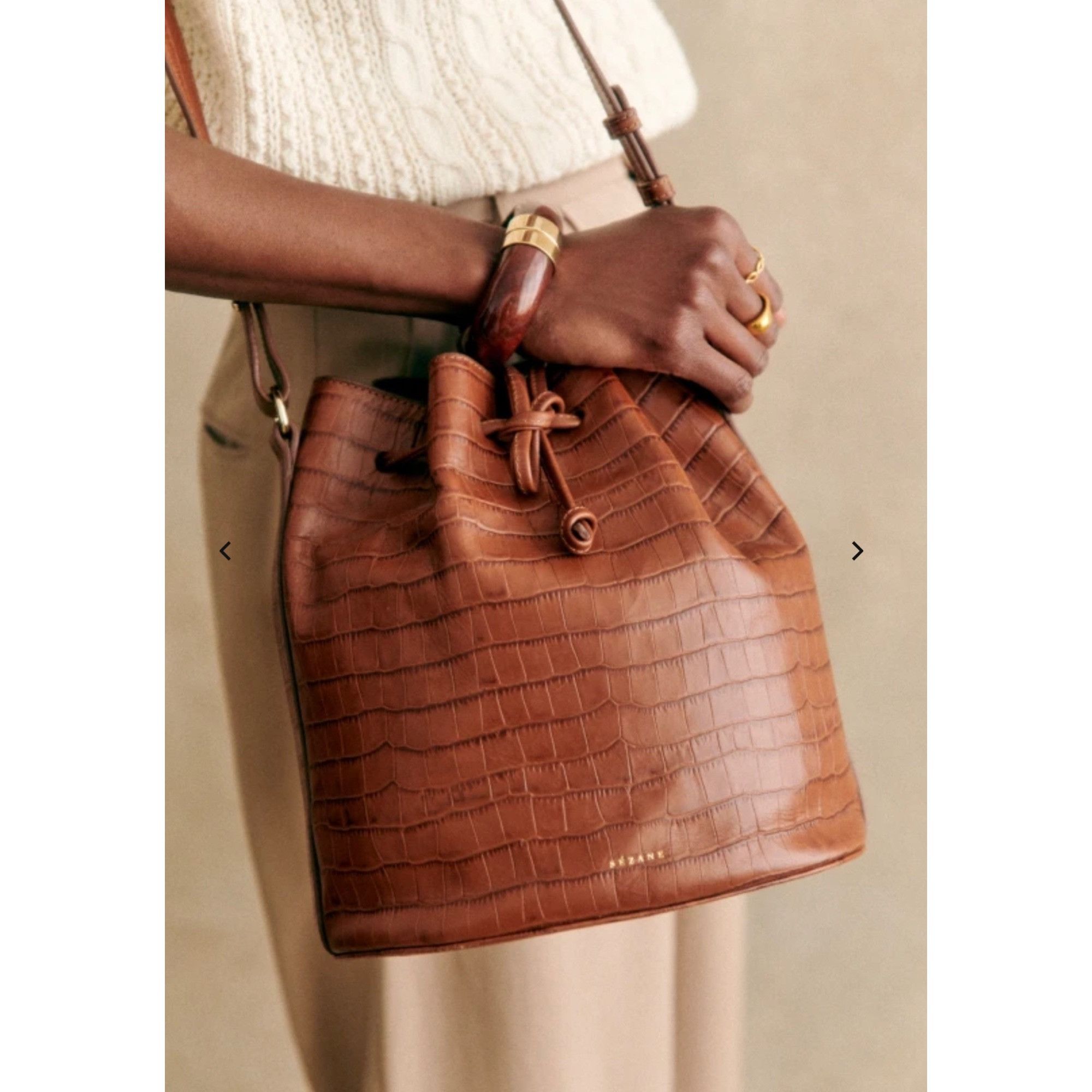 Sezane Sezane FARROW BAG Camel Croco brown bucket bag Italy made | Grailed