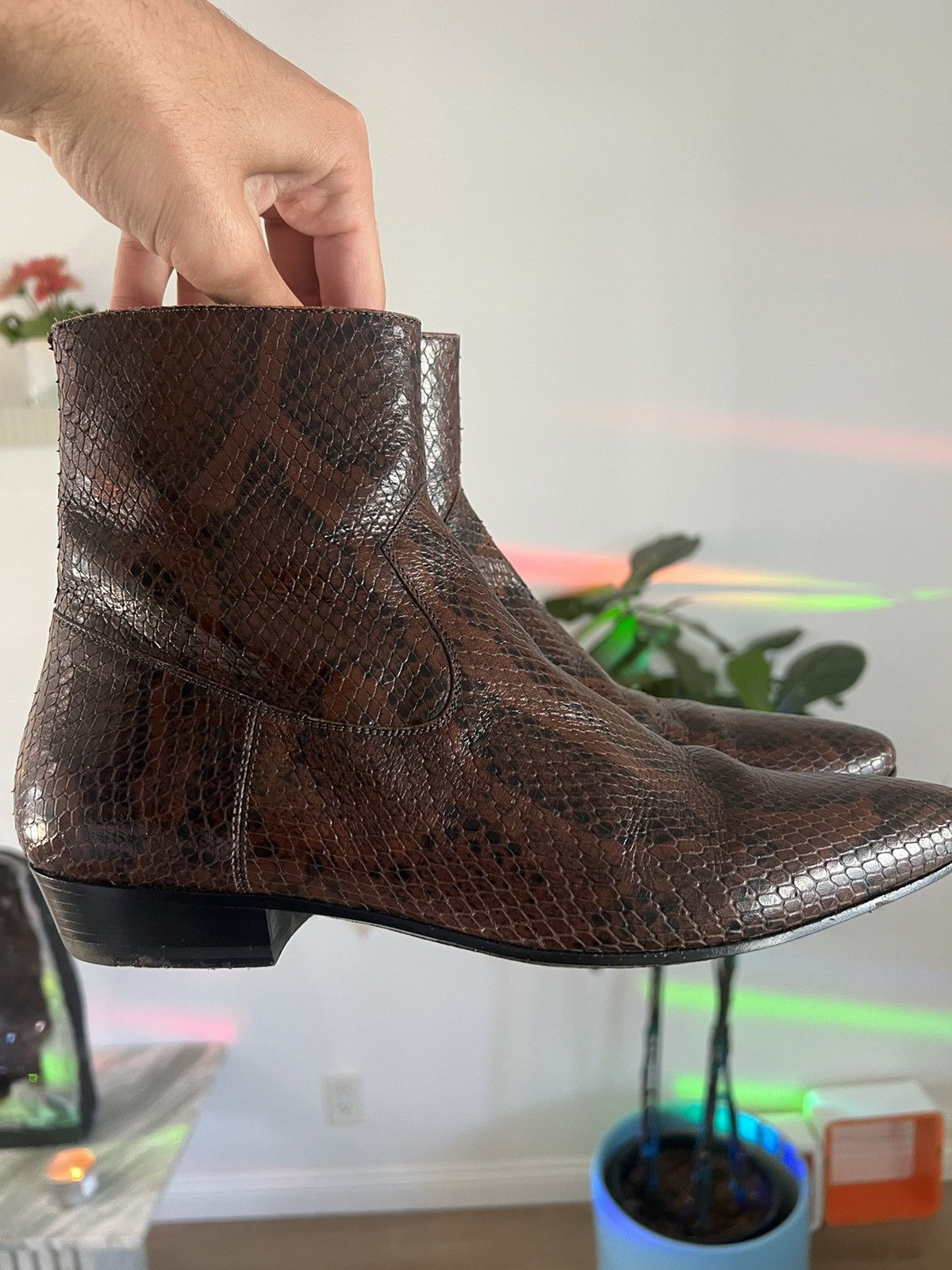 Saint Laurent Paris Devon Python Boots | Grailed