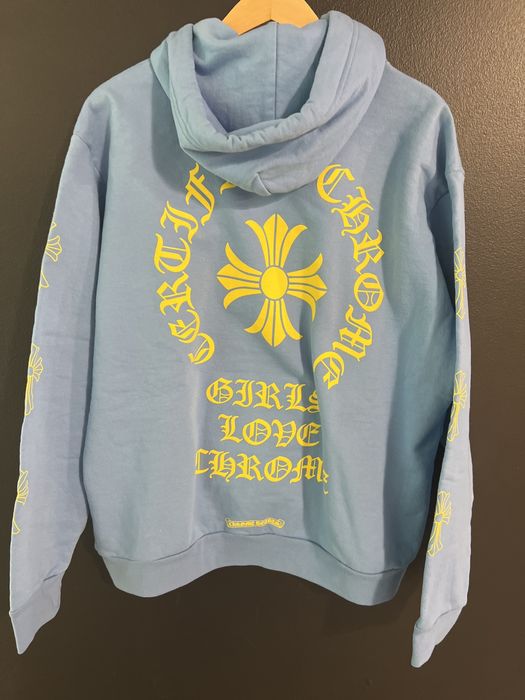 Chrome Hearts Chrome hearts drake clb sky blue hoodie | Grailed