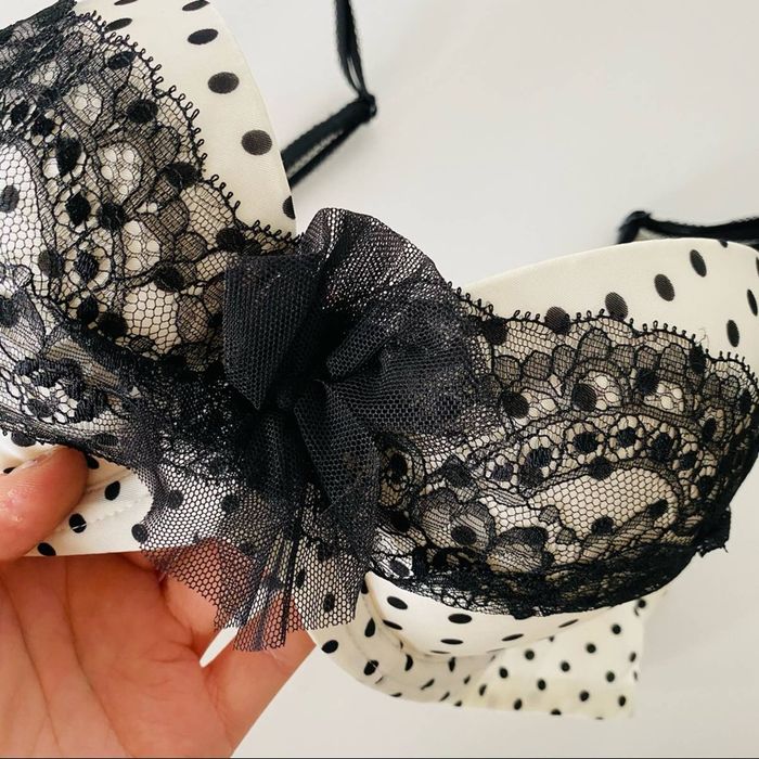 Victoria's Secret NEW VICTORIAS SECRET Black White Polka Dot Lace Demi ...