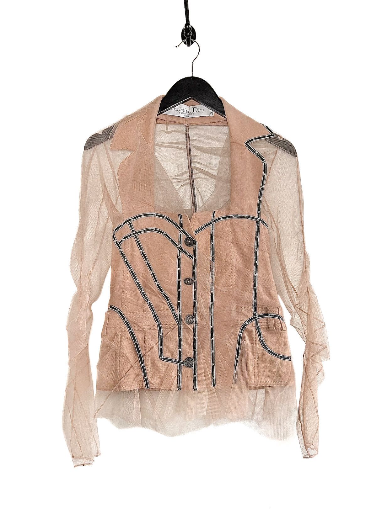 Dior Christian Dior SS06 Nude Deconstructed Mesh Overlay Jacket | Grailed