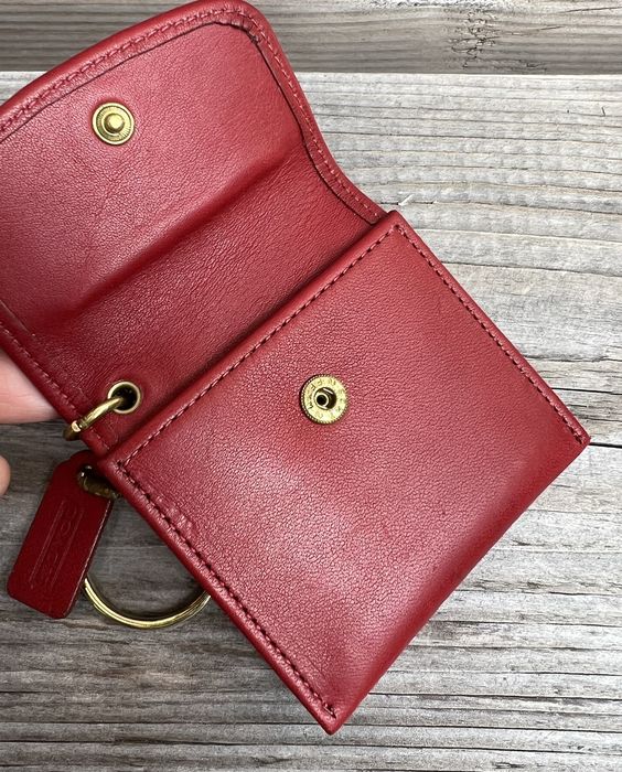 Vintage New, 90s Vintage Coach Mini Coin Purse leather Keyfob, red ...