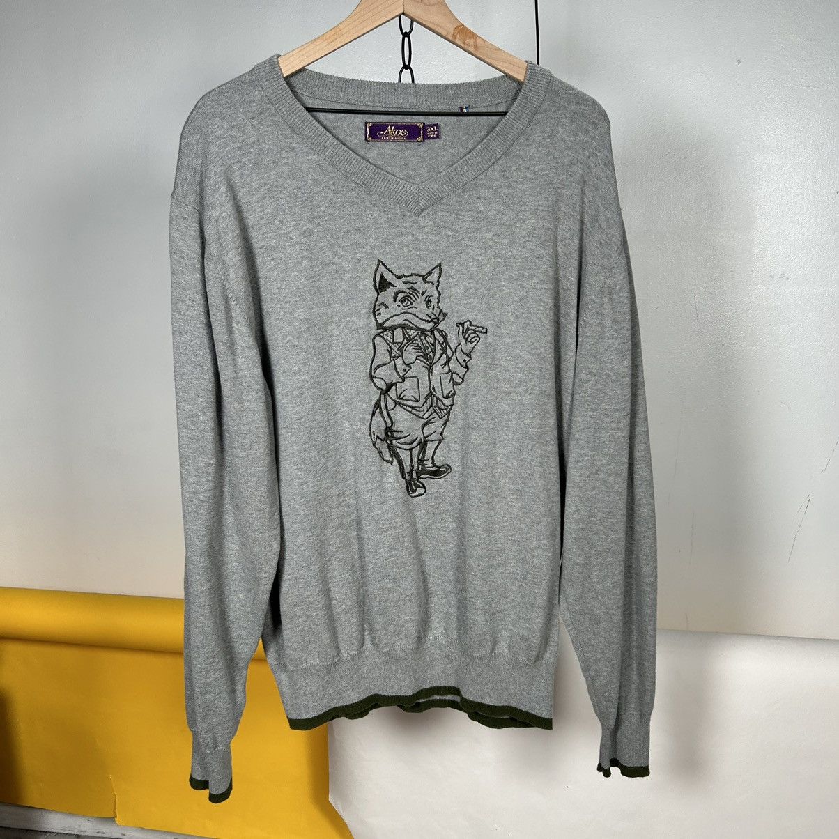 Akoo × Vintage Vintage Akoo smoking fox v-neck sweater | Grailed