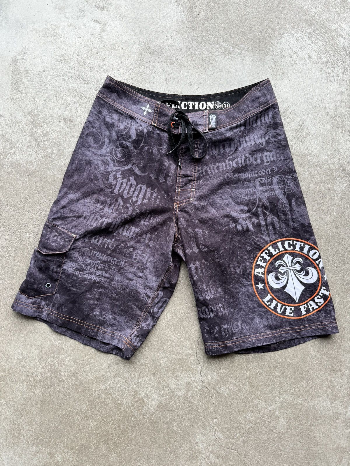 Affliction × Streetwear × Vintage VINTAGE AFFLICTION SWIM SHORTS | Grailed