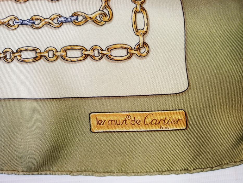 Cartier CARTIER LES MUST DE Paris Vintage Monogram Silk Scarf 33x33 ...