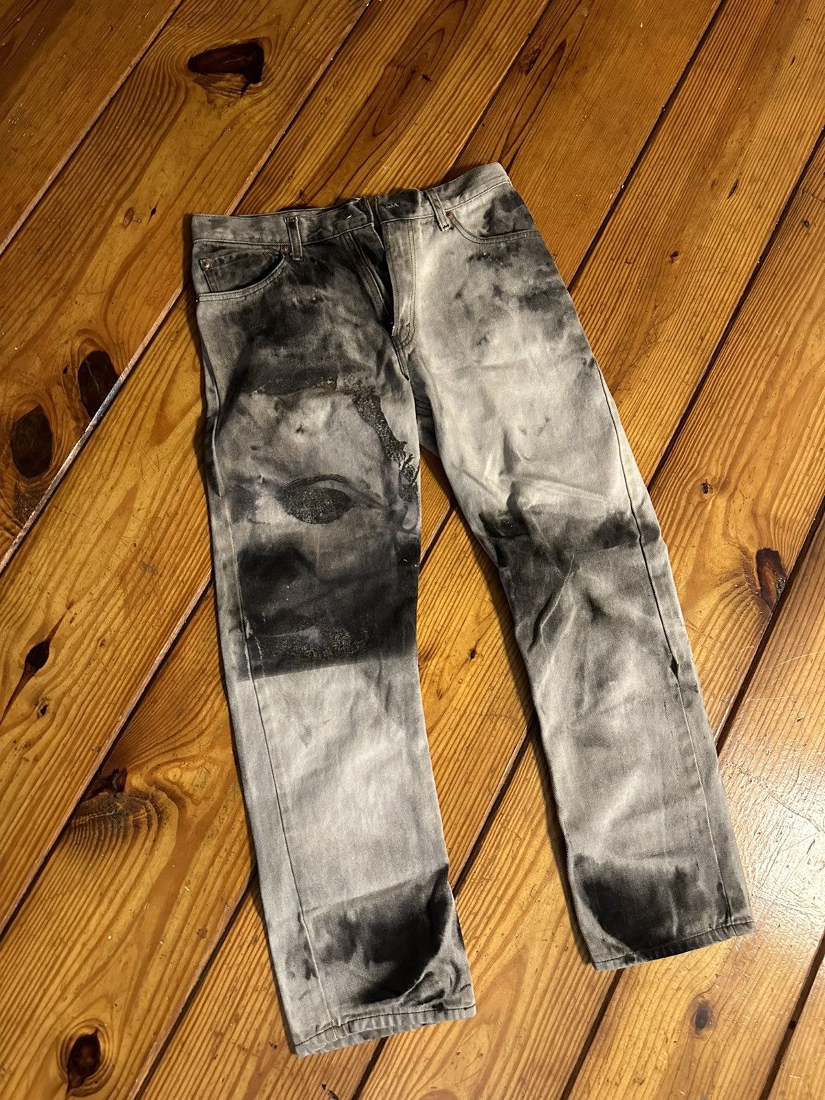 Levi's Levis custom Michael Myers Halloween jeans black washed 34 | Grailed