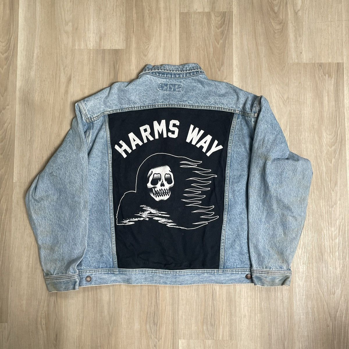 Vintage Vintage Lee Denim Jacket with Harms Way Back Patch | Grailed