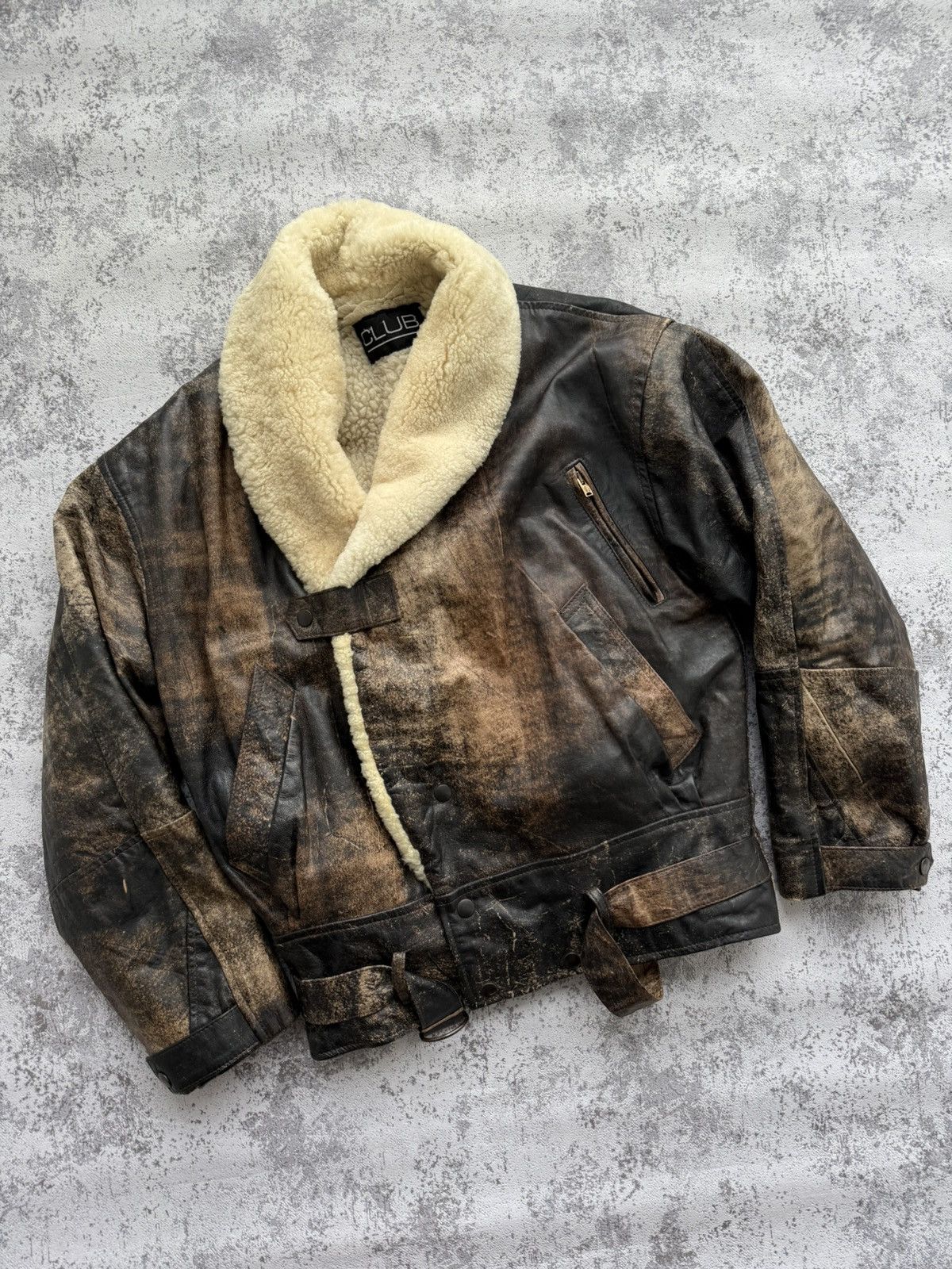 Vintage Rare Club UK Vintage Shearling Leather Jacket | Grailed