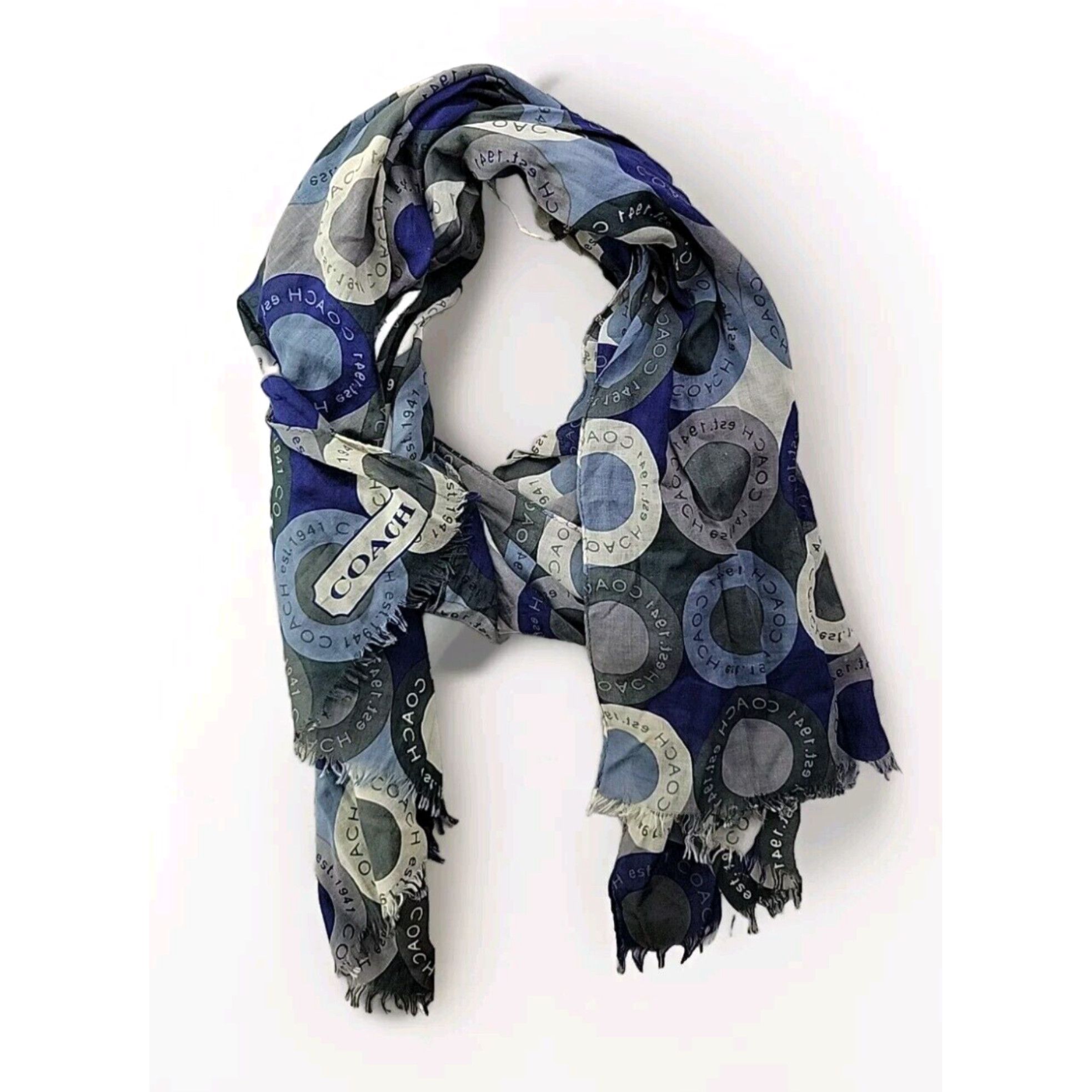 Coach Cotton Rich Long Rectangle Scarf Featuring Circle Logo Emblazoned ...