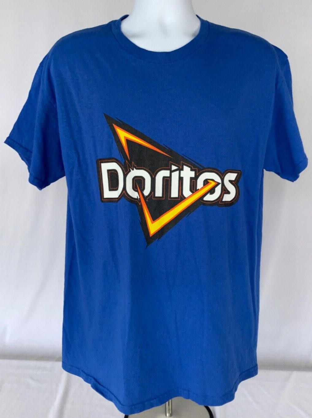 Designer Doritos Brand Men's Big Logo Blue Screen Printed T-Shirt | Grailed