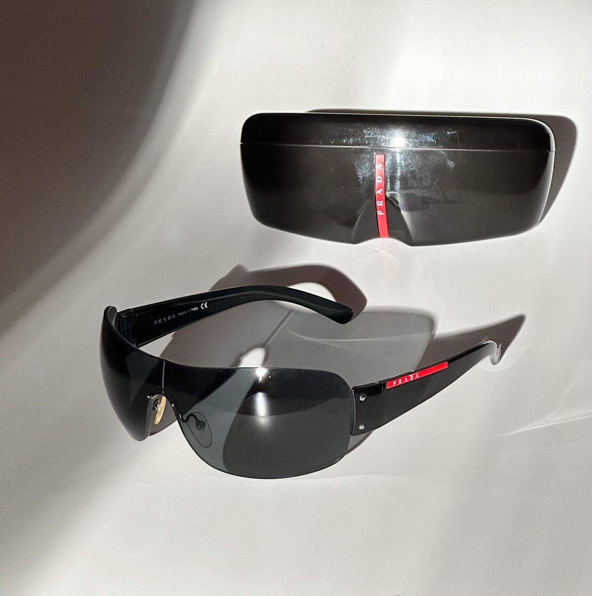 Prada × Streetwear × Vintage PRADA Mask Logo Sunglasses SPS07F y2k ...