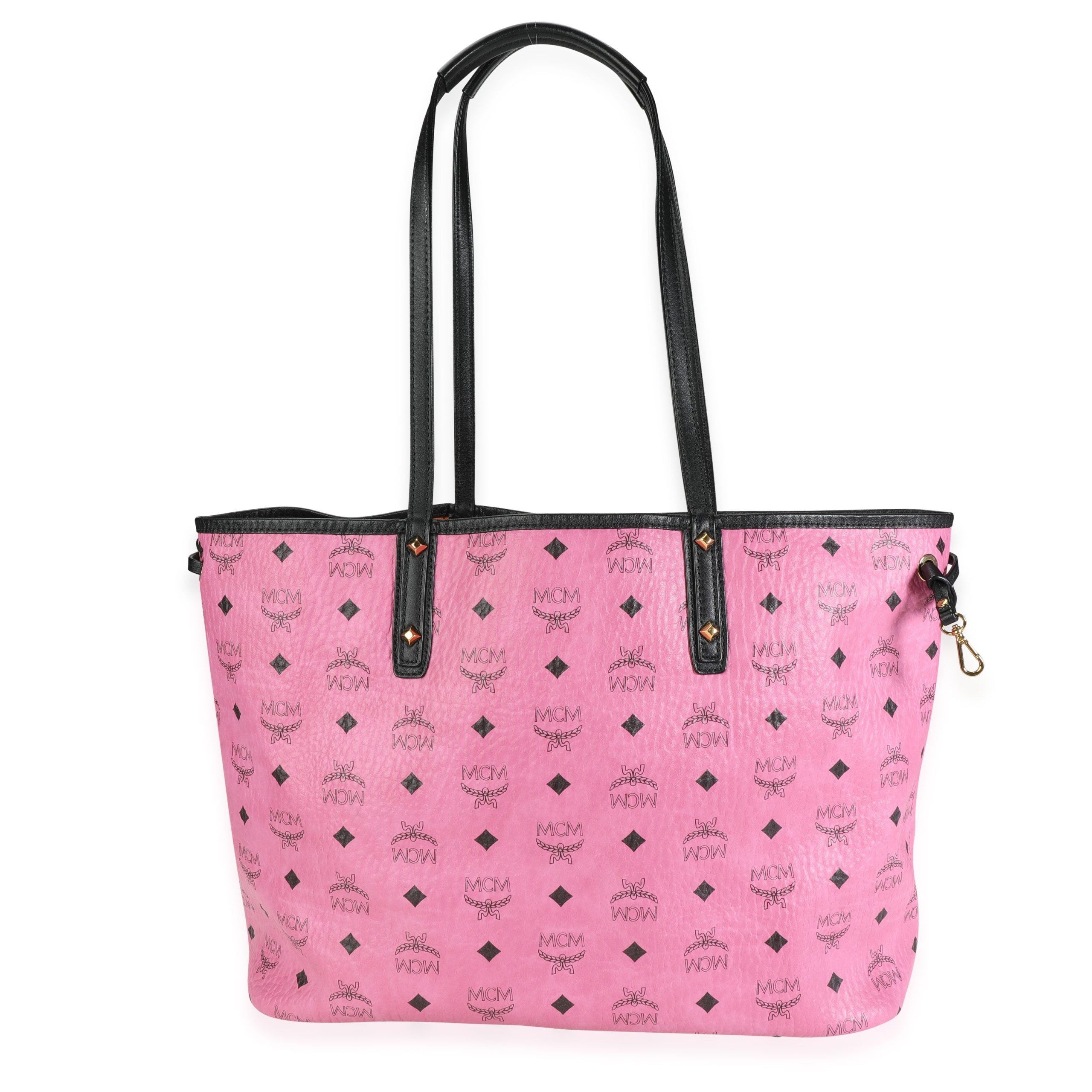 MCM MCM Pink Visetos Coated Canvas Reversible Liz Tote | Grailed