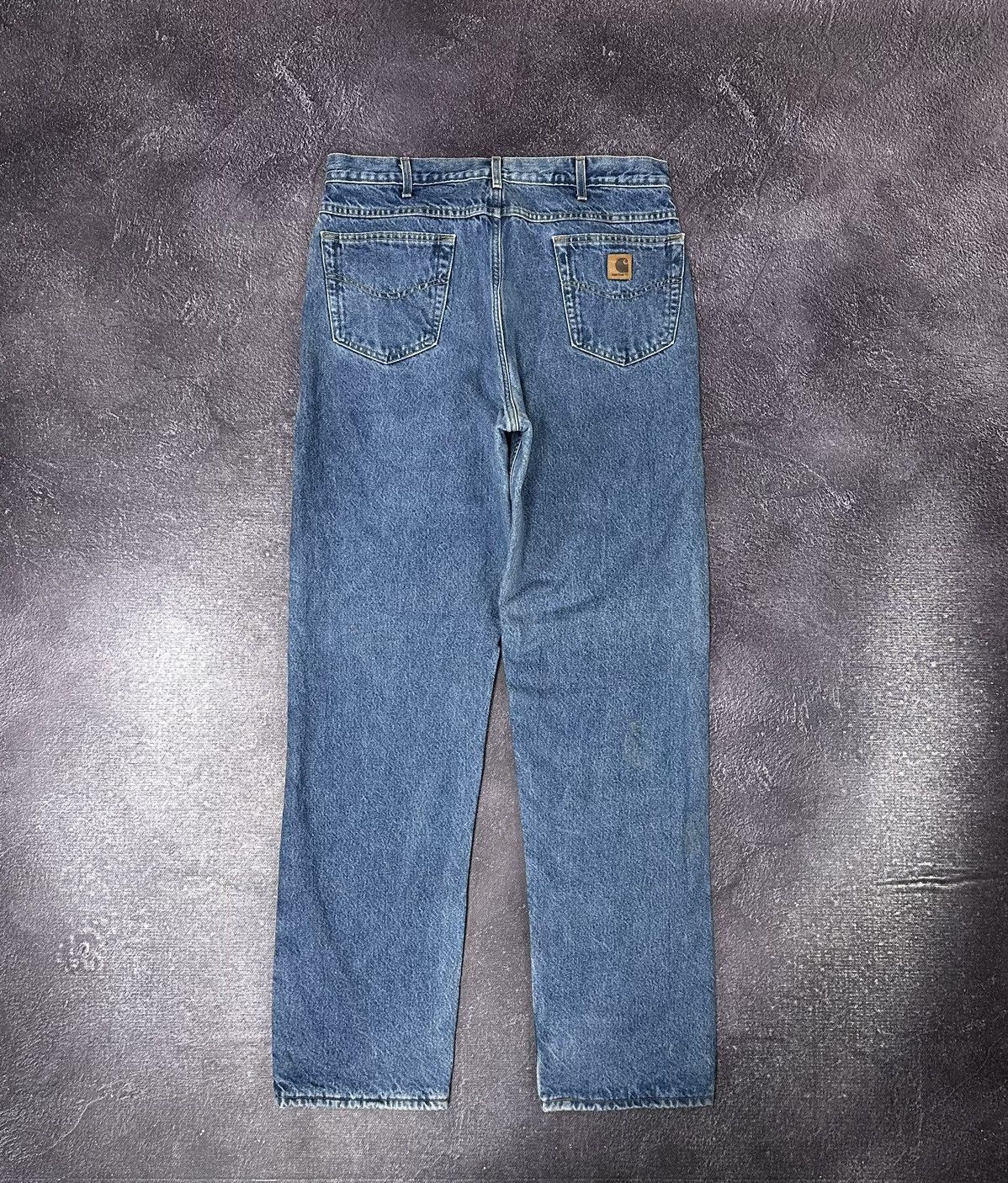 Carhartt × Streetwear × Vintage Vintage 90s Carhartt Baggy Work Faded Blue Denim Jeans Pant ...
