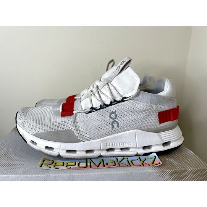ON On Cloudnova White Red Mens 10us PRE OWNED | Grailed