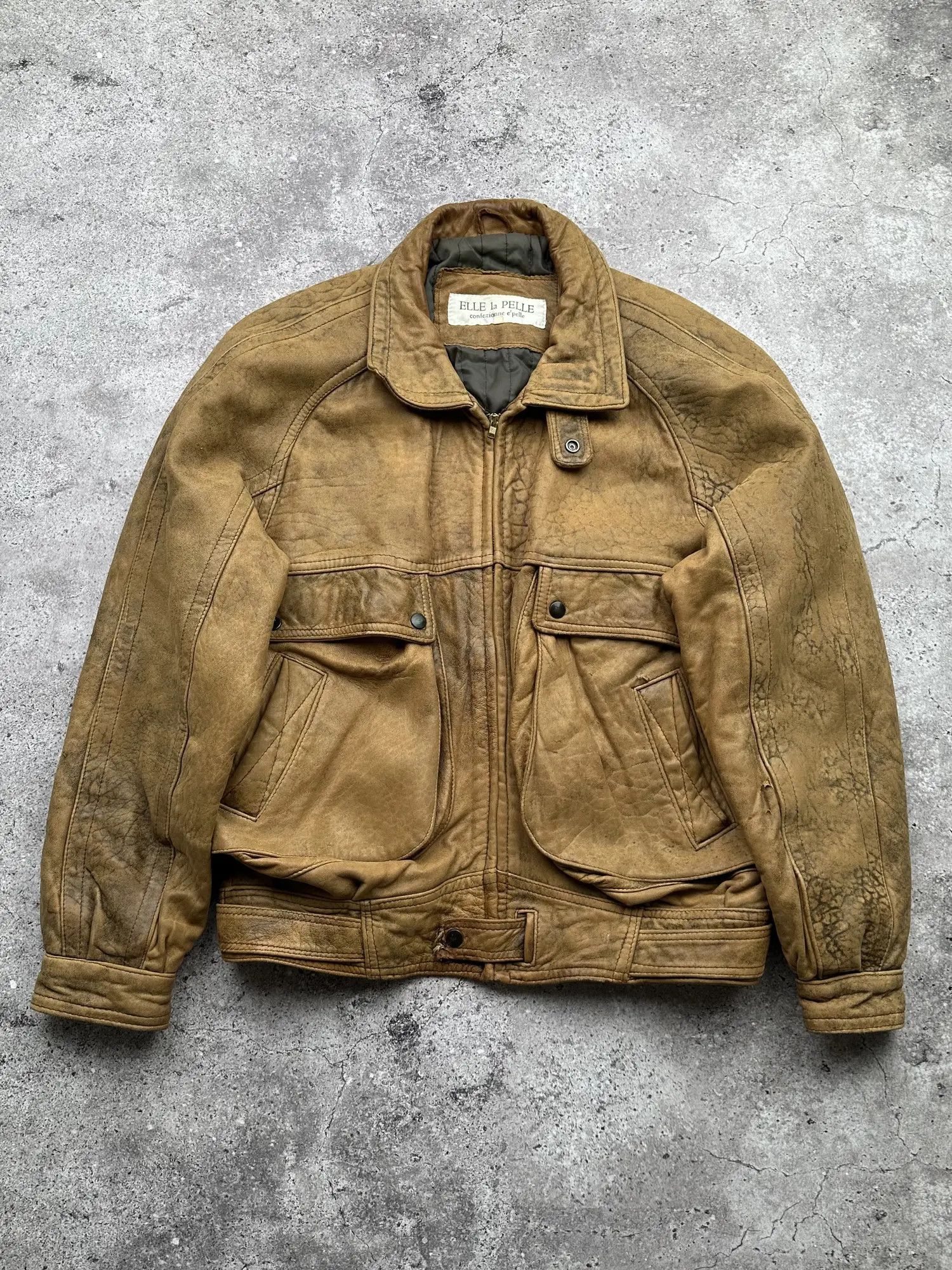 Japanese Brand × Leather Jacket × Vintage Vintage Faded Leather Jacket ...