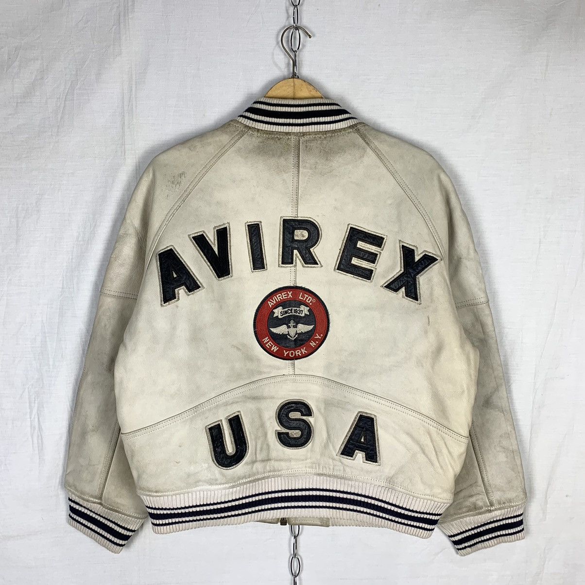 Avirex × Avirex Varsity Jacket × Leather Jacket Vintage Avirex USA Varsity Leather Jacket | Grailed