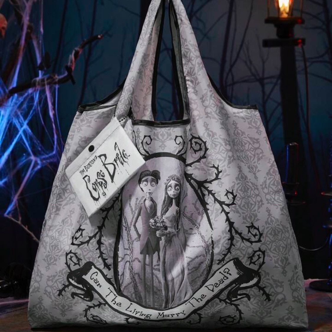 Disney Corpse Bride Gray & Black Foldable Tote Bag in Pouch | Grailed