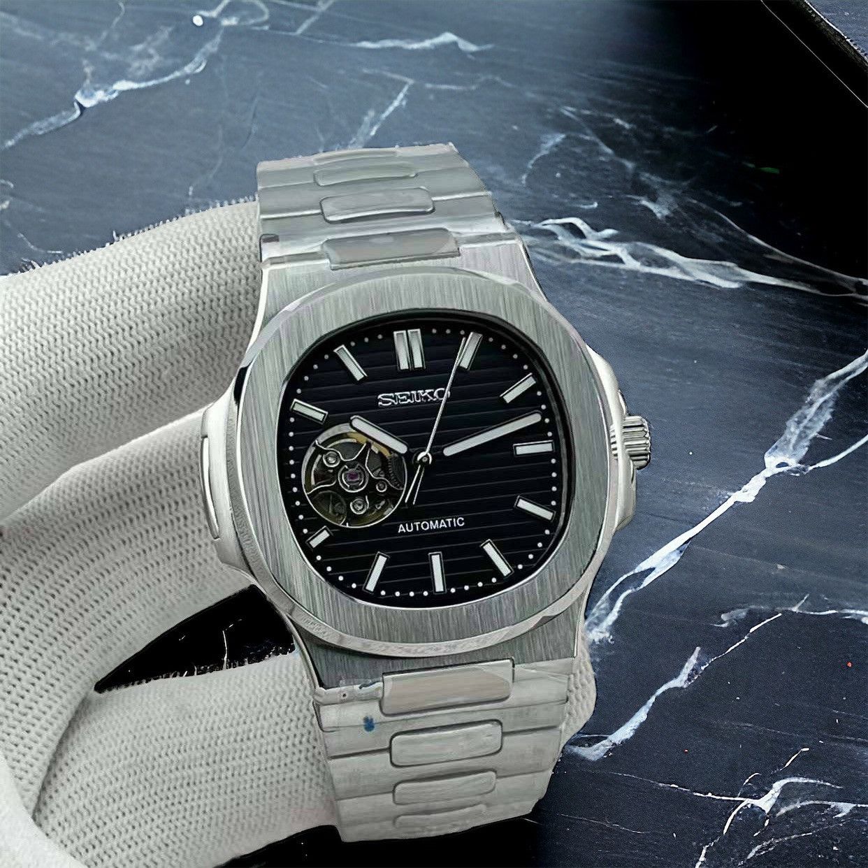 Seiko Seiko Nautilus Black Open Heart Dial Automatic Watch Steel | Grailed