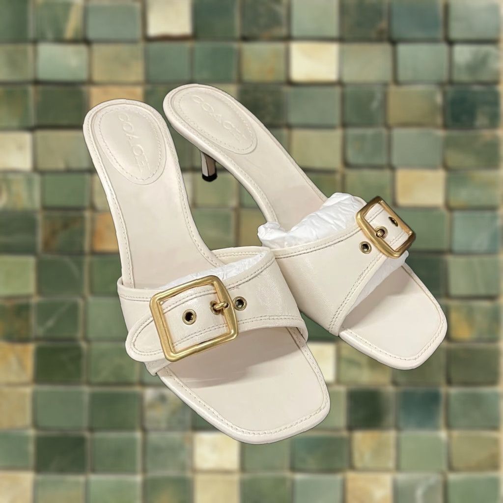 Coach VINTAGE COACH Margot Leather Sandals Women Mule 8.5 B Ivory 90s ...