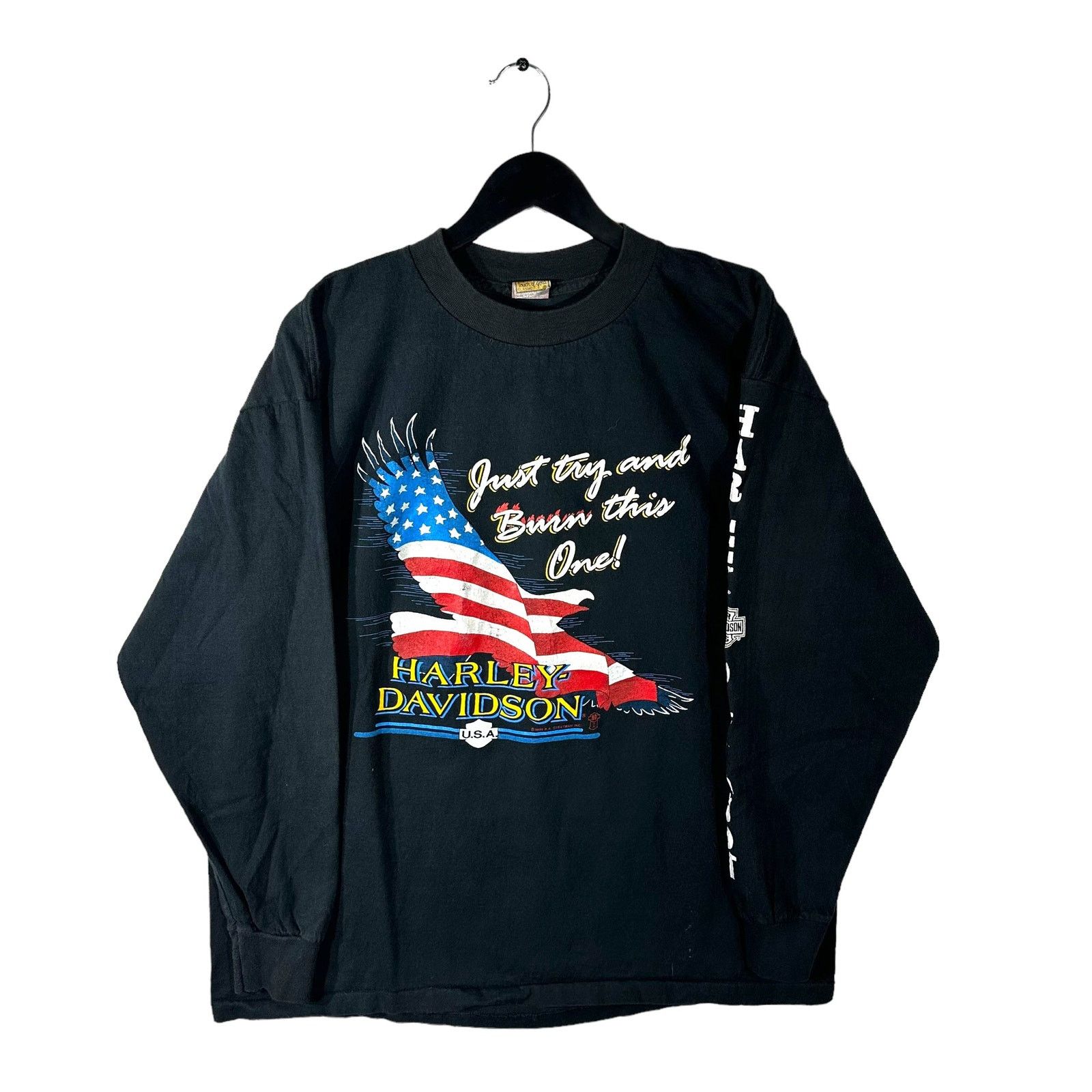 Harley Davidson Vintage Harley Davidson American Flag Eagle Long Sleeve Tee | Grailed
