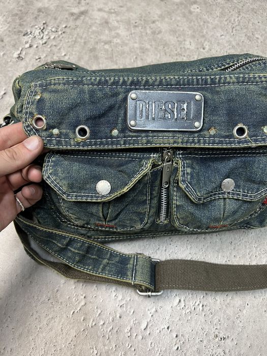 Diesel Vintage sling bag Diesel distressed denim multi pocket bag | Grailed