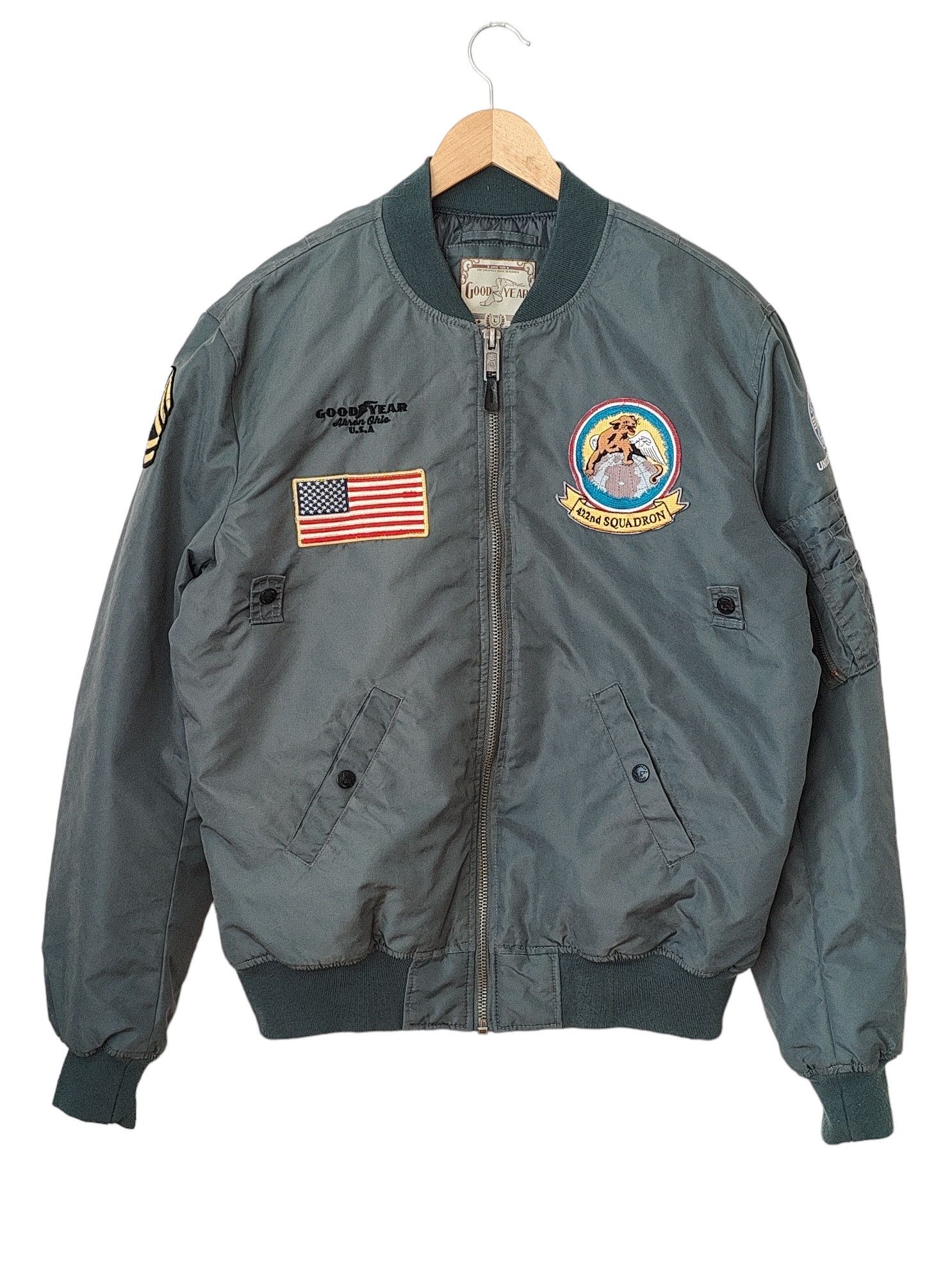 Vintage Goodyear USA Patch Aviator Military Bomber Jacket | Grailed