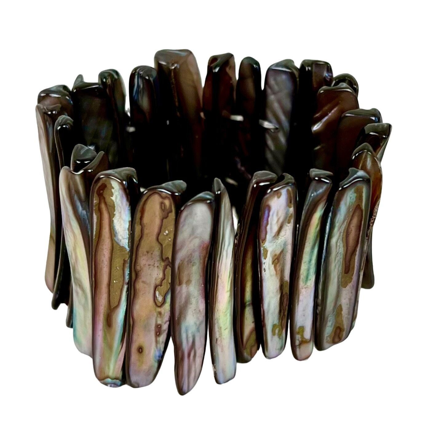 Other Vintage Cuff Bracelet Abalone Shell Stretch Elastic Iridesce ...