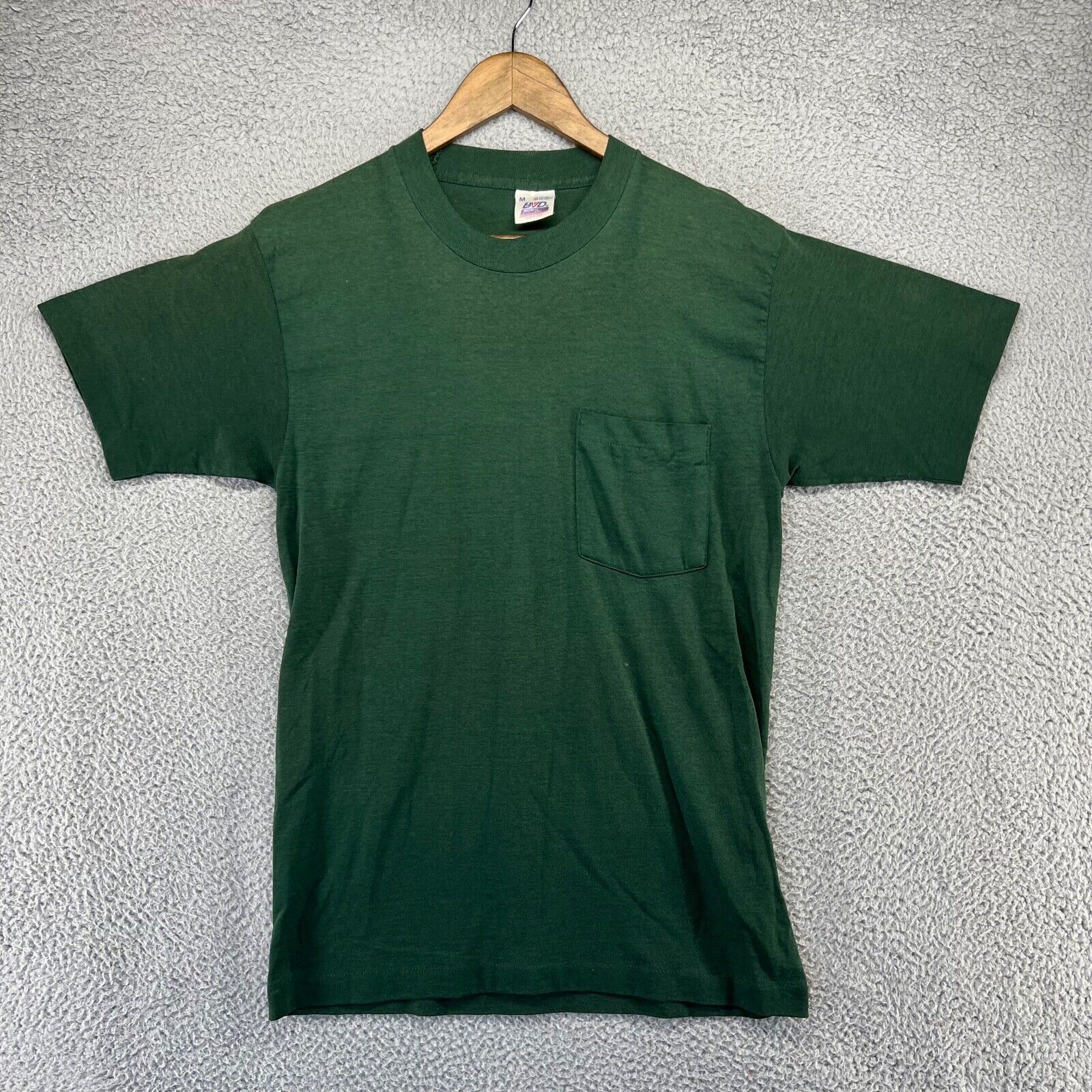 Vintage Vintage BVD Blank Shirt Men's Medium Green Faded Single Stitch ...