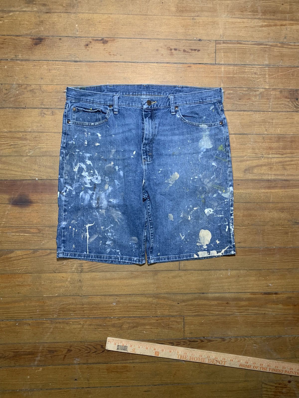 Streetwear × Vintage Vintage 90s Wrangler Baggy jorts Paint Slapter ...