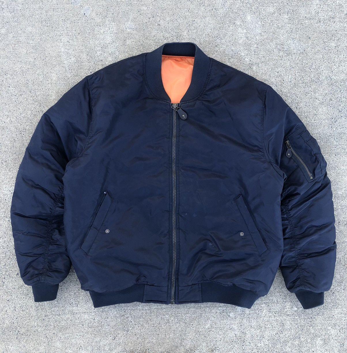 Military × Streetwear × Vintage Military Navy blue puff bomber jacket ...