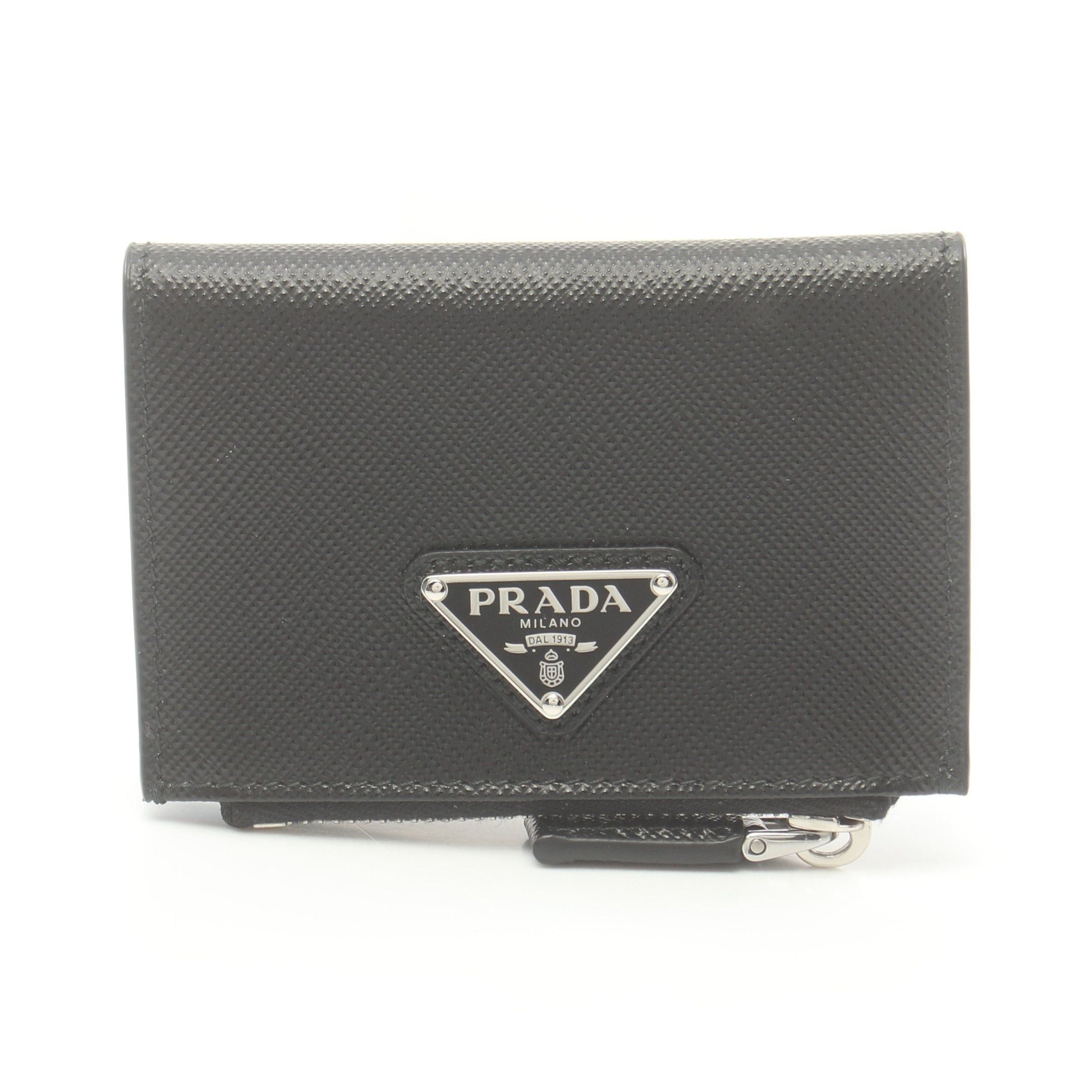 Prada Card Case Name Card Holder Saffiano Leather Black Prada Logo ...