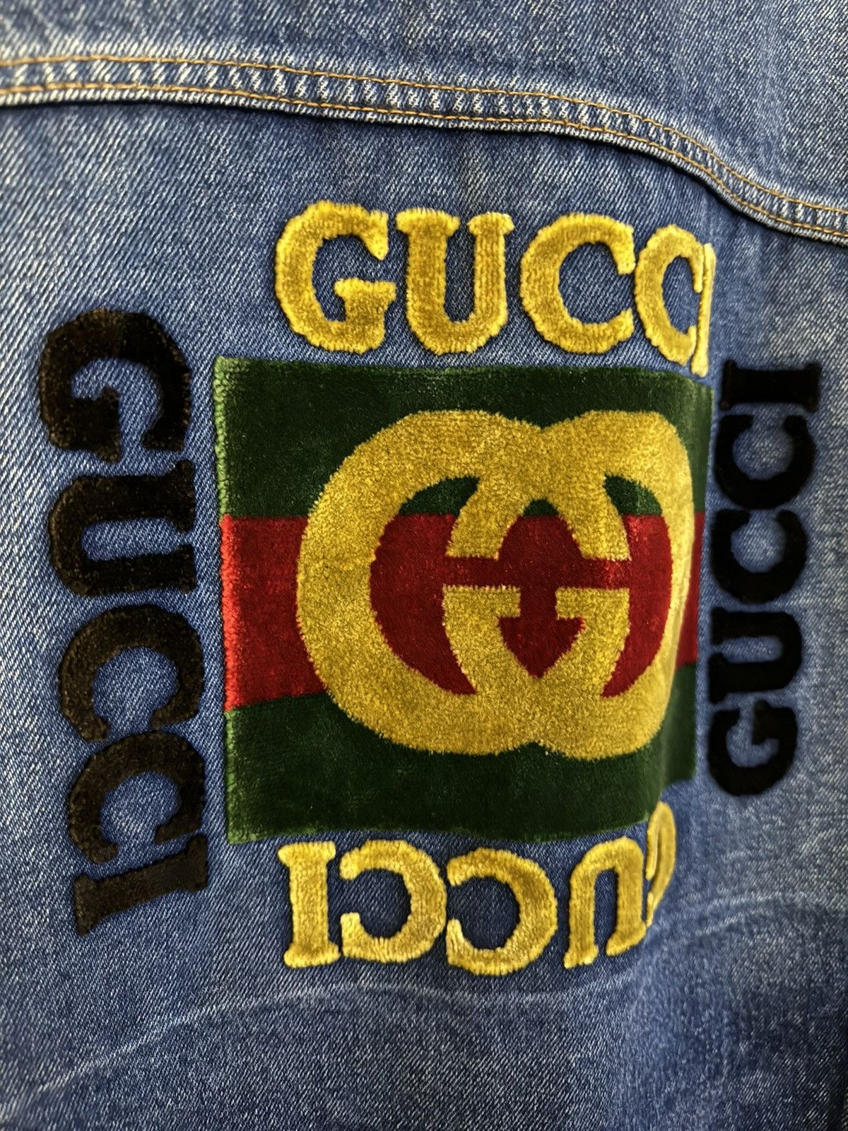 Gucci Gucci Flocked Back Denim Jacket | Grailed