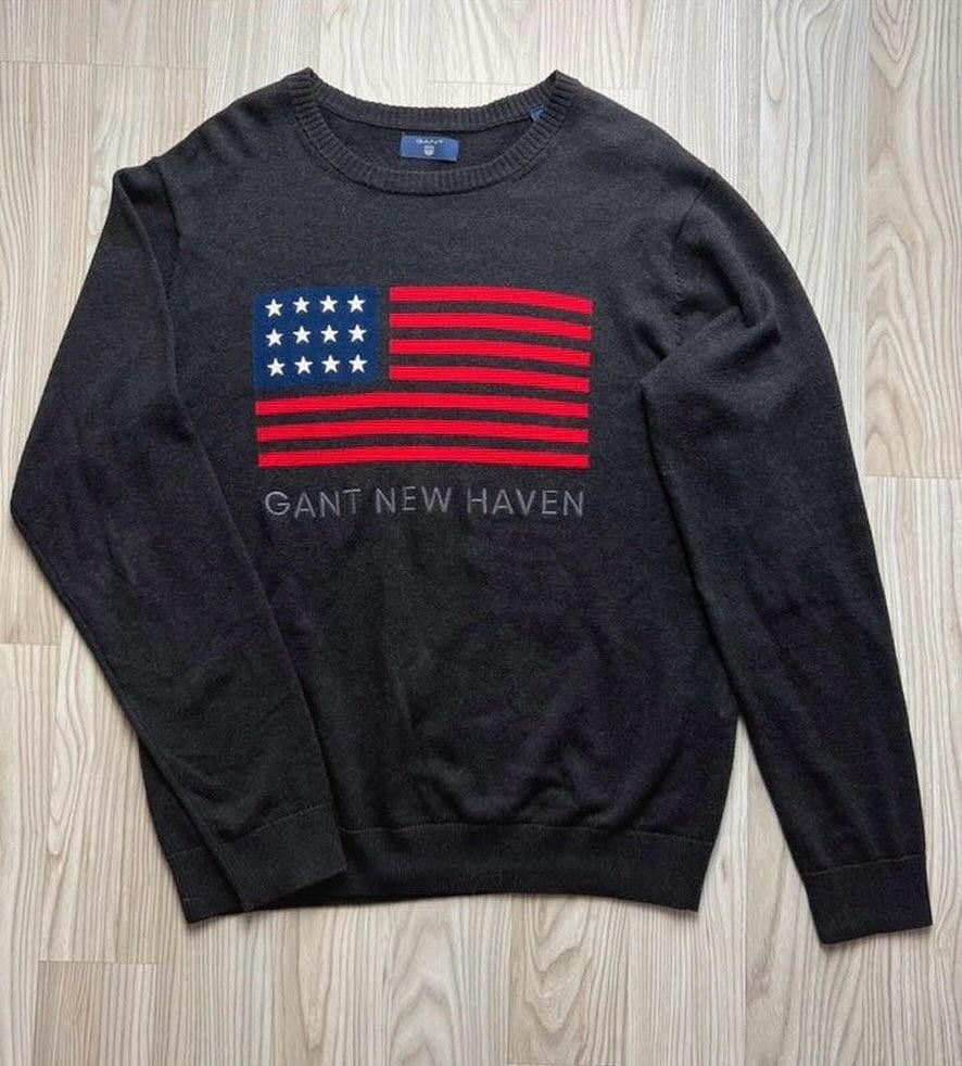 Gant × Made In Usa × Streetwear gant sweater with a large American flag ...