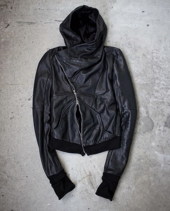 Ekam Early 00’s Lambskin Leather Asymmetrical Hooded Jacket | Grailed