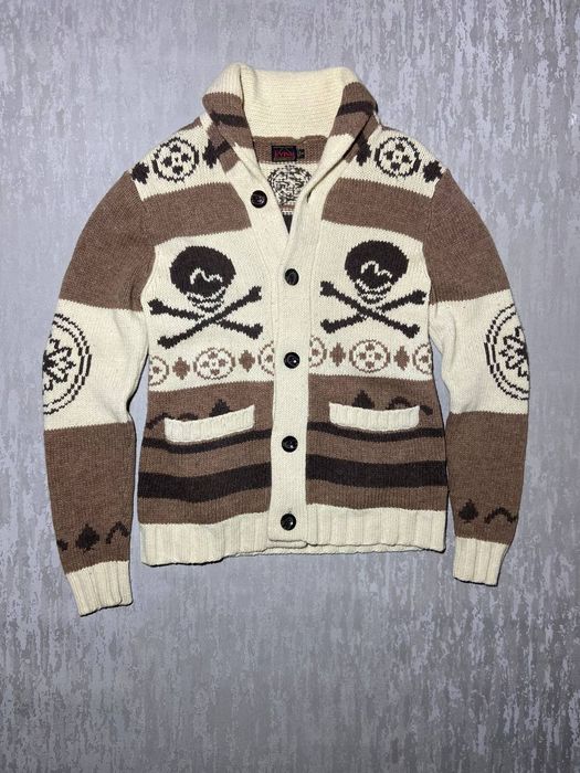 Evisu RARE Evisu Wool Skull Knit Cardigan Sweater Jumper | Grailed