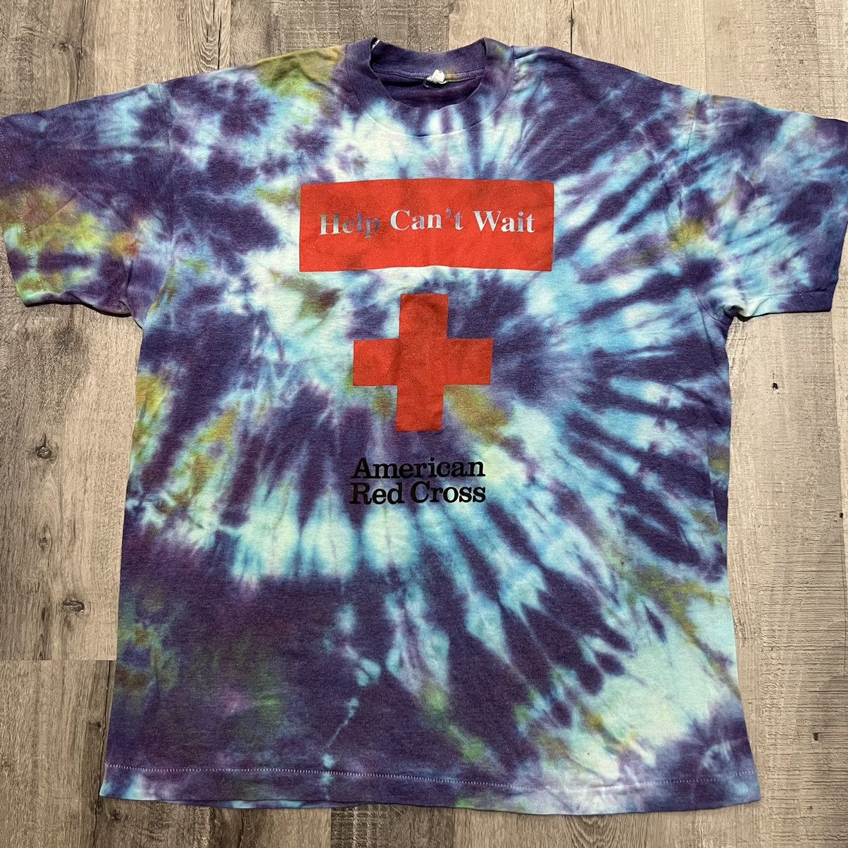 Screen Stars × Vintage American Red Cross 80s Tie Dye Help Can't Wait ...