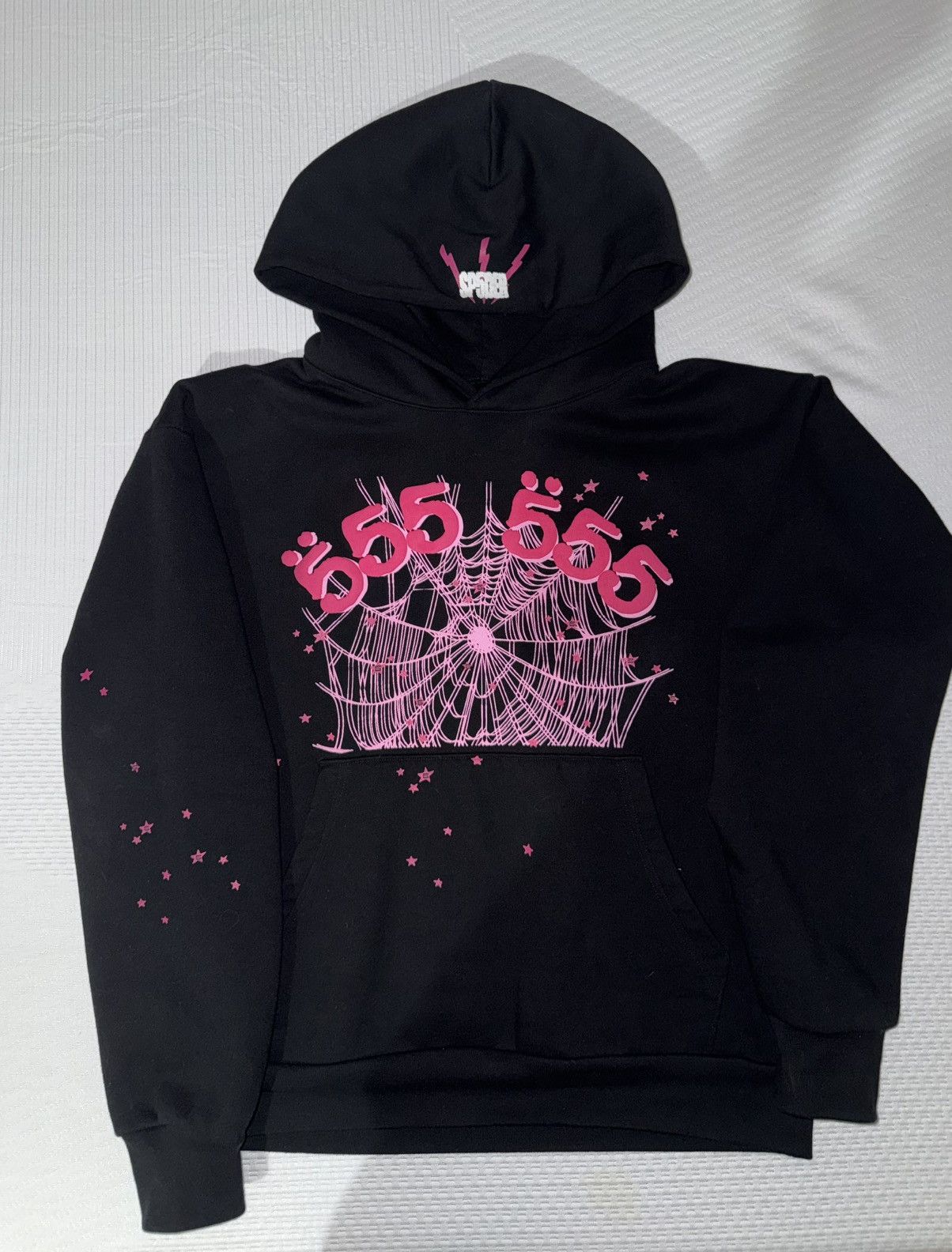 Sp5der SP5DER angel number 555 hoodie Black/Pink | Grailed