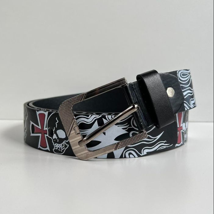 Ed Hardy Y2K 2000s vintage black skeleton skull goth emo black belt ...