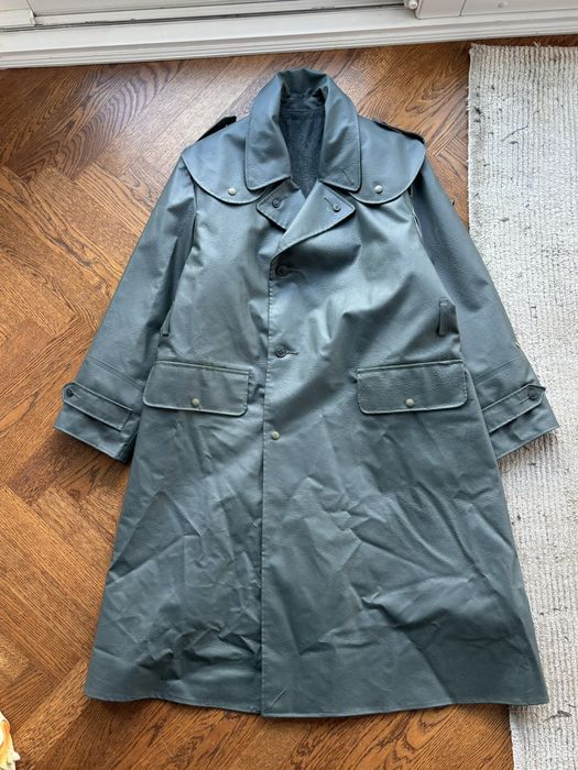 Vintage Vintage Swiss Army Rubber Rain Overcoat Trench Pea Long PVC ...