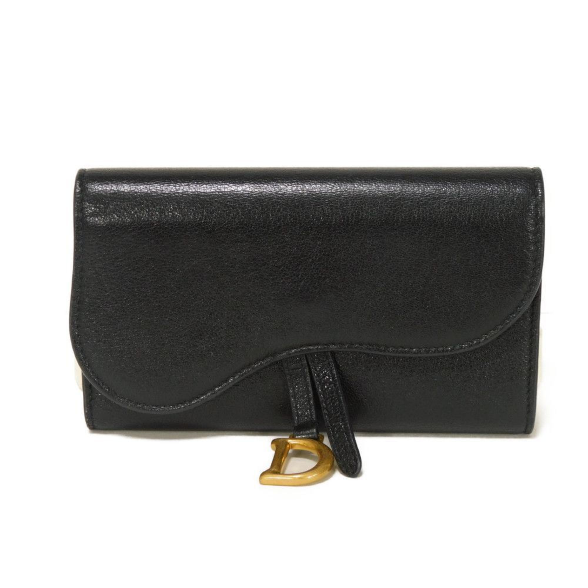 Dior Christian Dior Dior Saddle Goat Leather Tri-fold Flap Wallet D ...
