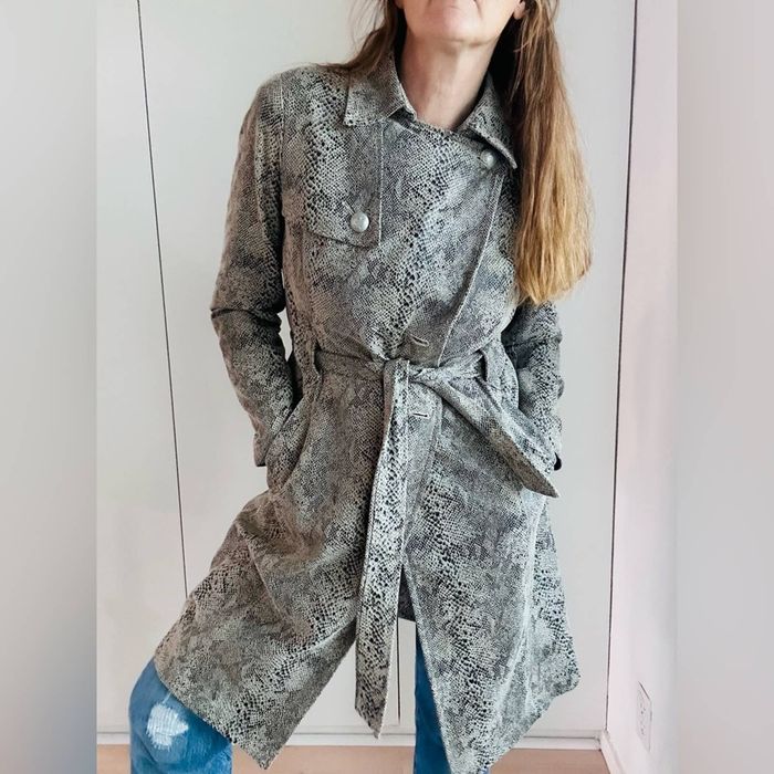 Inc Co. Y2K INC Trench Coat Vegan Suede Snake print Classic Fit SM ...