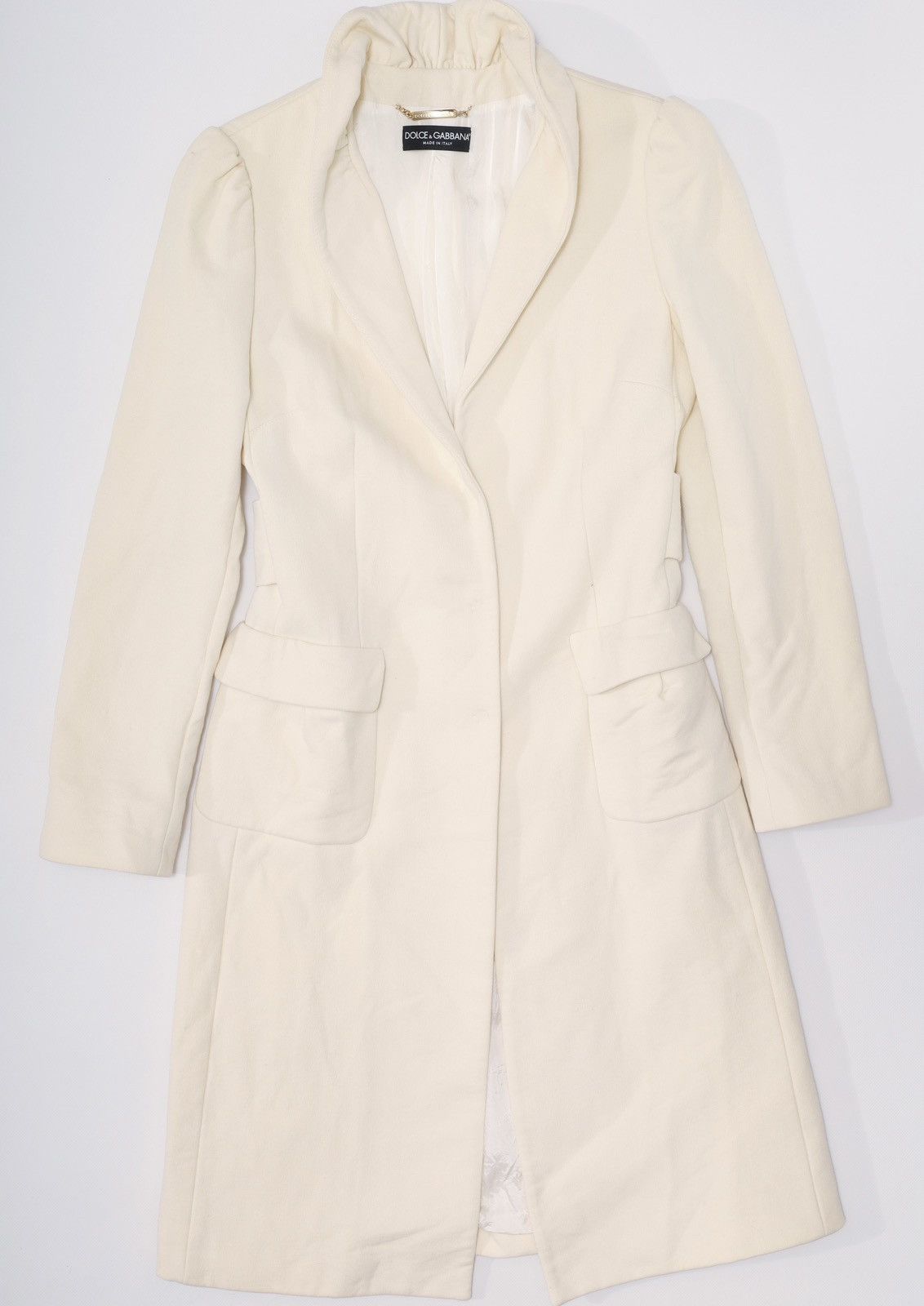 Dolce & Gabbana Dolce Gabbana Cream Milk White Virgin Wool Coat ...