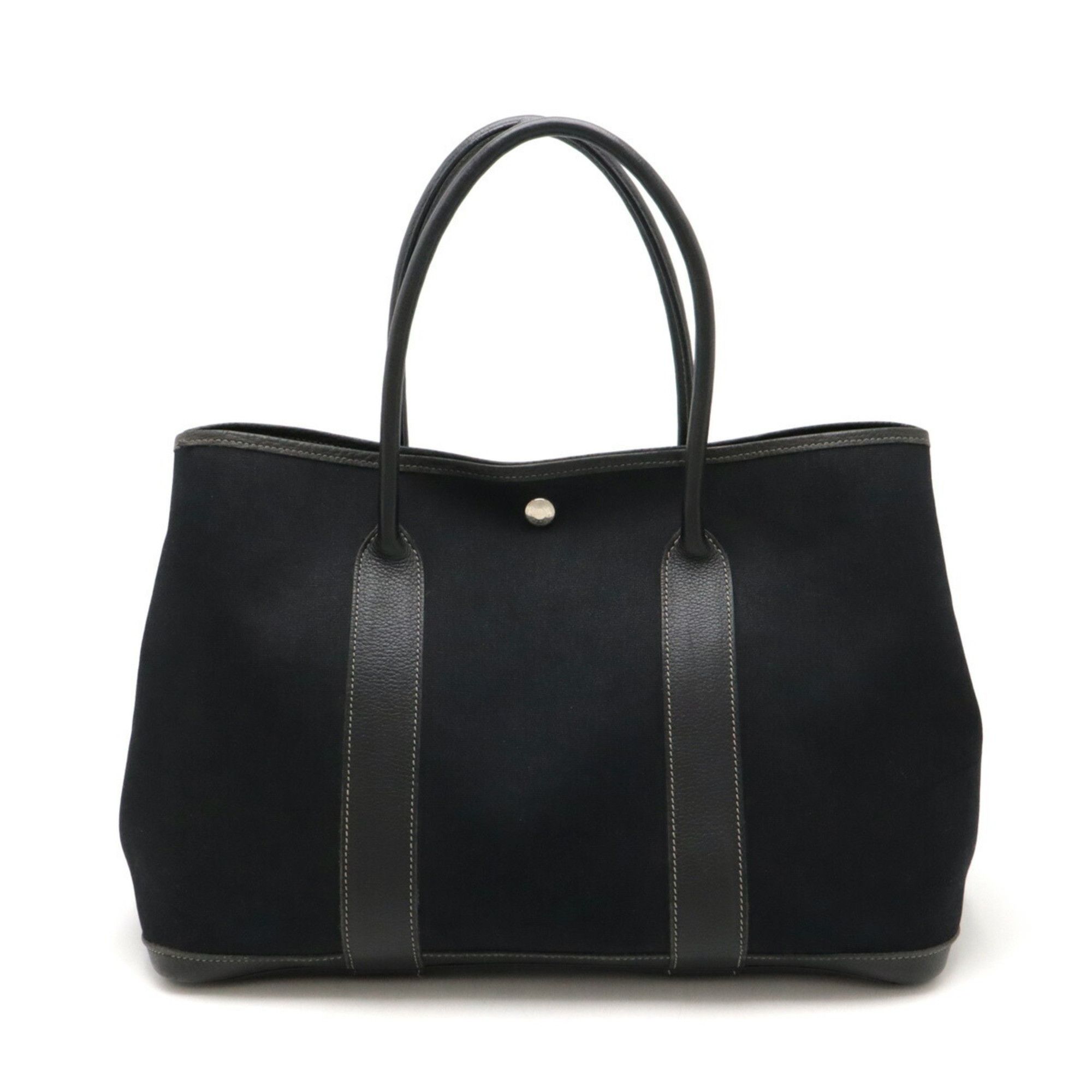 Hermes HERMES Garden PM Tote Bag Handbag Toile Officier Canvas Leather ...