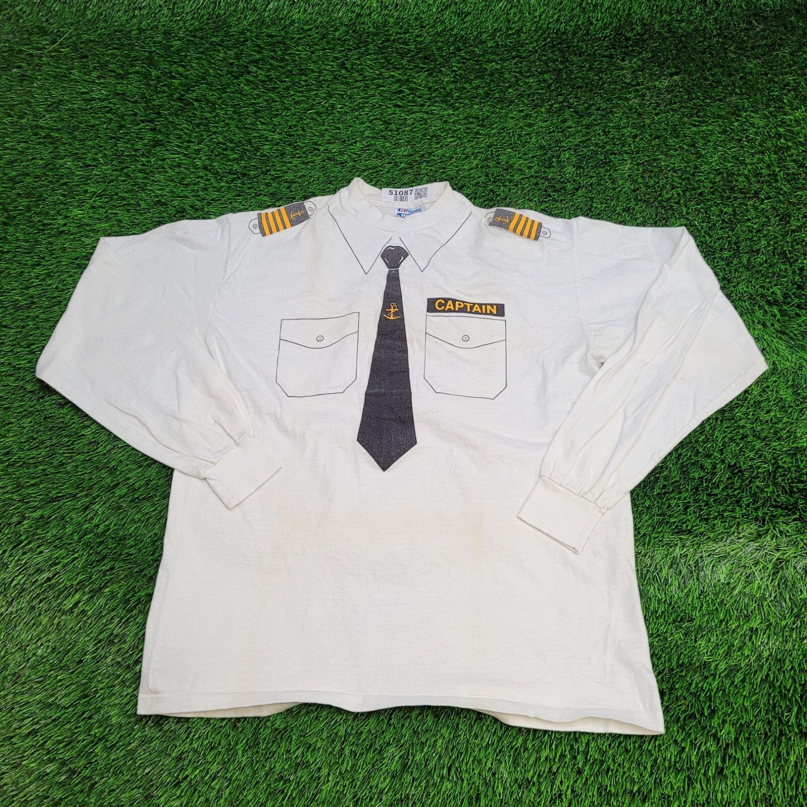 Hanes Vintage 80s Funny Captain-Pilot Uniform Shirt L Single-Stitch ...