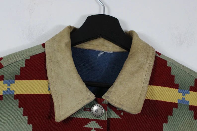 Navajo × Vintage Aztec-Navajo Barn-Field-Jacket / Carpenter Chore Coat ...