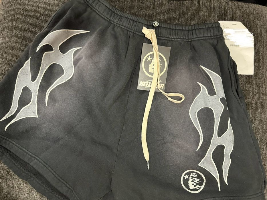 HELLSTAR BLACK HELLSTAR FLAME SHORTS | Grailed