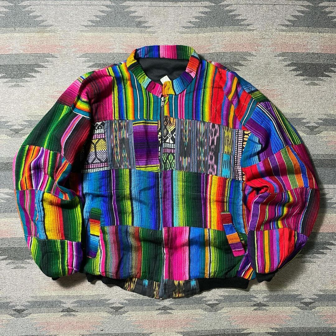 Bomber Jacket × Navajo × Streetwear Vintage 80/90s Guatemala serape ...