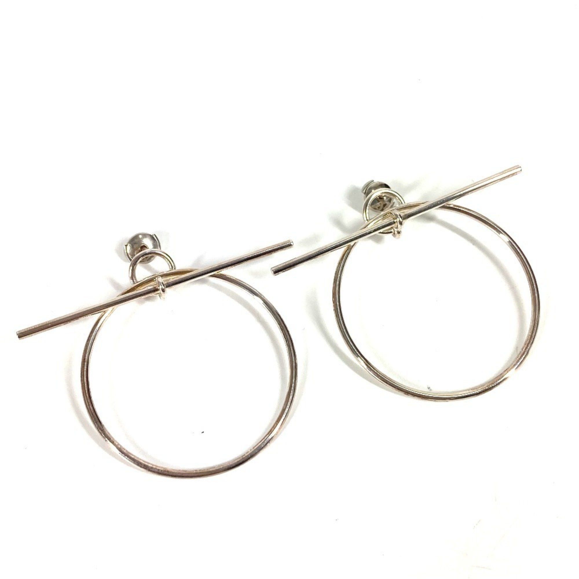 Hermes HERMES Loop MM Hoop Earrings with Logo, AG925 Silver, for Men ...