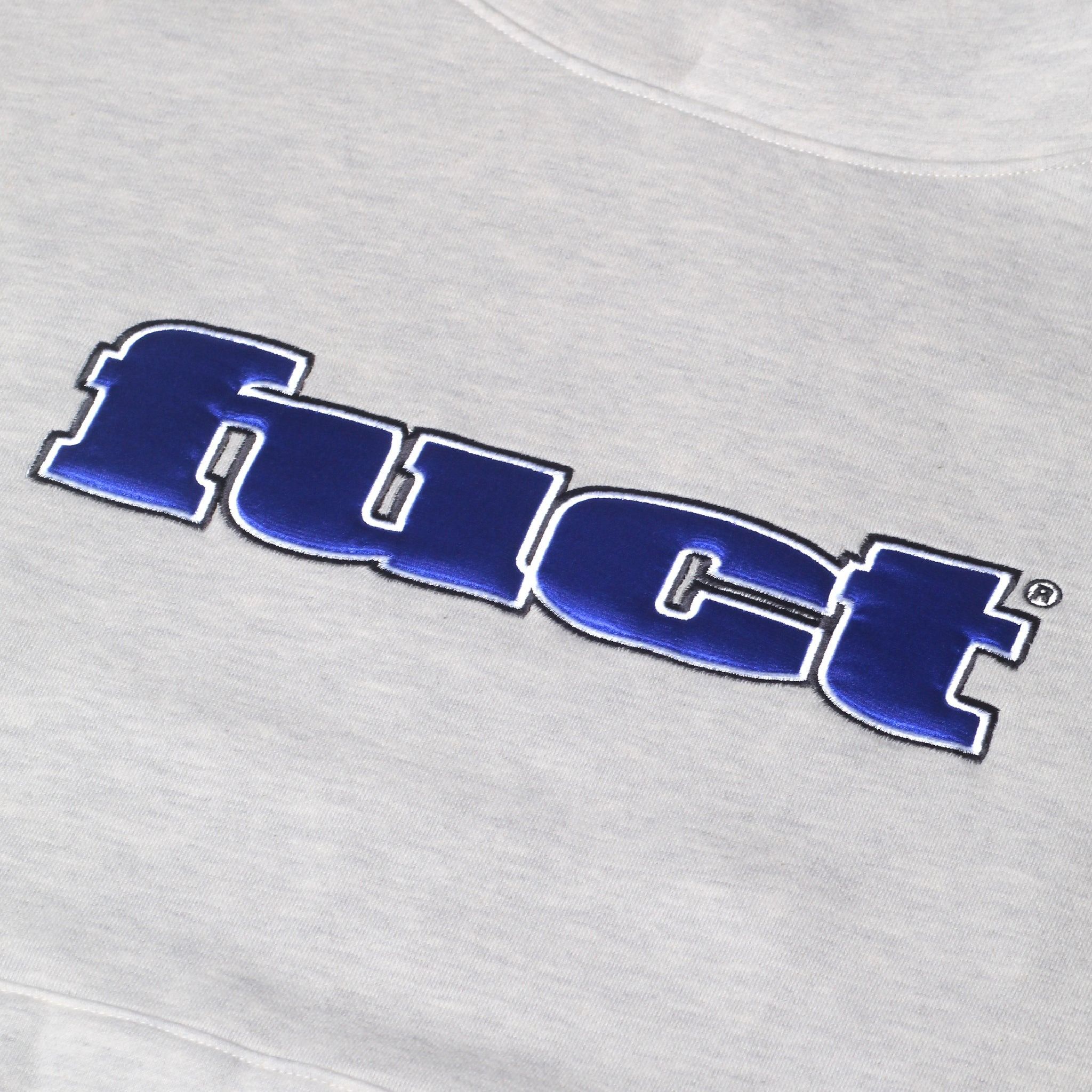Fuct OG LOGO SATIN APPLIQUÉ HOODIE SWEATSHIRT - HEATHER GREY | Grailed